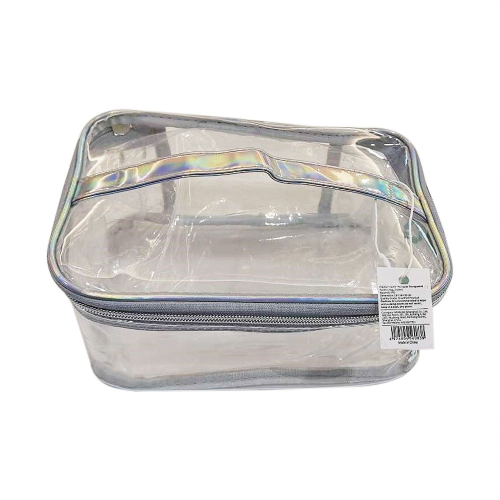 Mumuso Portable Transparent Toiletry Bag - Silver